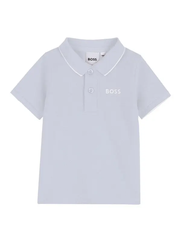 BOSS Mini Polo Shirt With Cut Sleeves - Blue