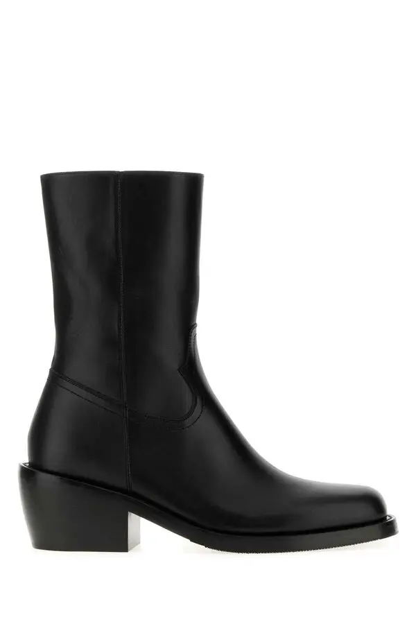 Dries Van Noten Leather Mid Calf Boots - Black