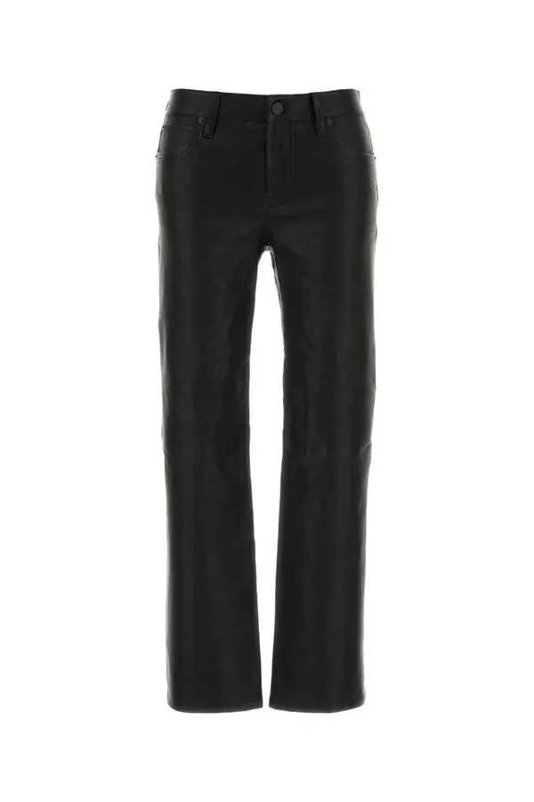 FRAME Leather Cigarette Pants - Black