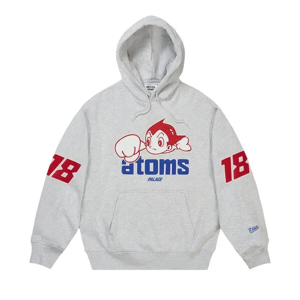 PALACE X Ebbets Field Flannels "sankei Atoms" Hooded Sweatshirt - Grey