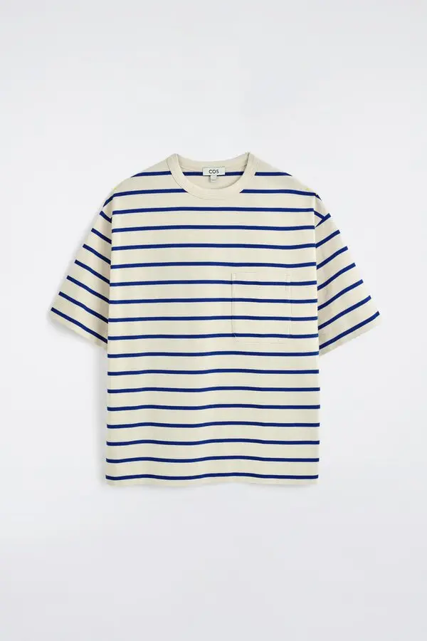Cos Oversized Pocket-detail T-shirt - Blue/white