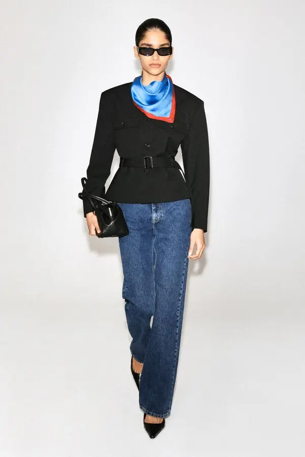 Cos Belted Peplum Jacket With Utility Pockets - Black