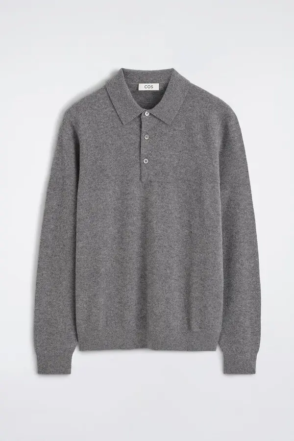 Cos Cashmere Polo Sweater - Gray