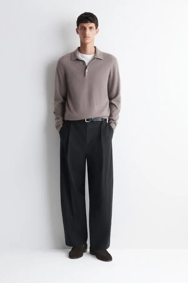 Cos Cashmere Polo Sweater - Gray