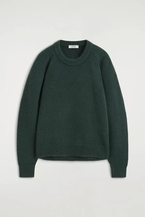 Cos Rounded Cashmere Crew-neck Jumper - Green