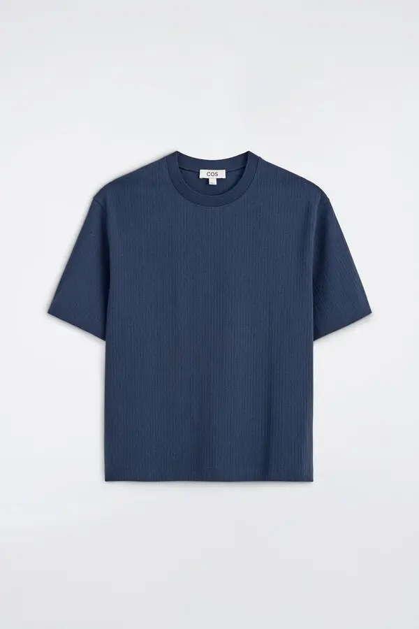 Cos Ribbed Jersey T-shirt - Navy