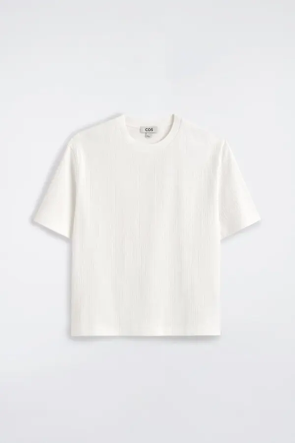 Cos Ribbed Jersey T-shirt - White