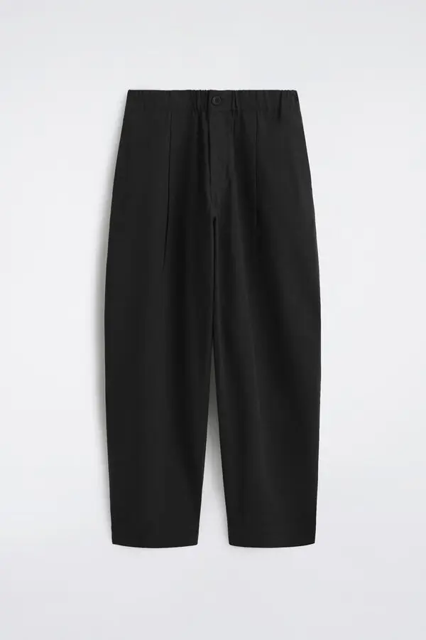 Cos Pleated Relaxed-fit Barrel-leg Pants - Black