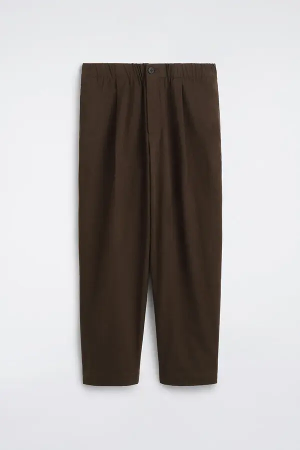 Cos Pleated Relaxed-fit Barrel-leg Pants - Brown