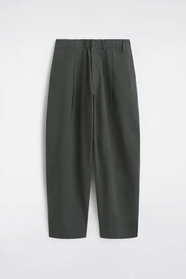 Cos Pleated Relaxed-fit Barrel-leg Pants - Green