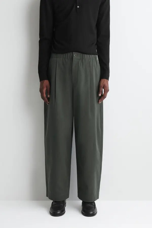 Cos Pleated Relaxed-fit Barrel-leg Pants - Green