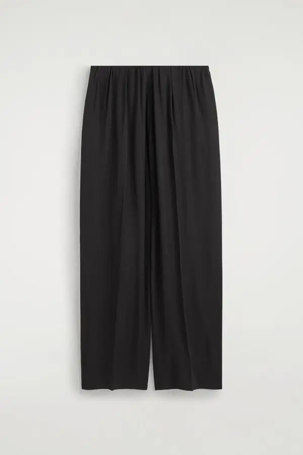 Cos Elasticated Twill Straight-leg Pants - Black