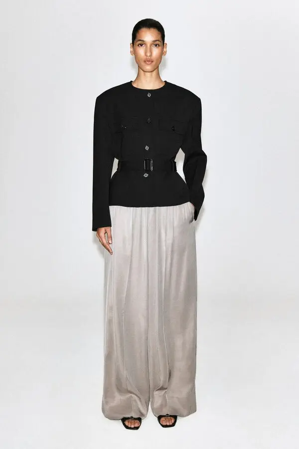 Cos Elasticated Twill Straight-leg Pants - Pink