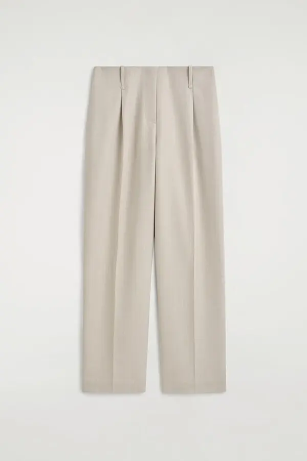 Cos Pleated Wool-blend Straight-leg Tailored Pants - Beige
