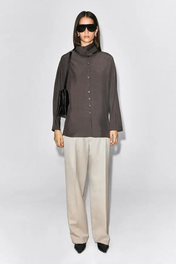 Cos Pleated Wool-blend Straight-leg Tailored Pants - Beige