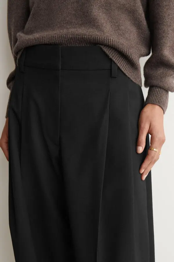Cos Pleated Wool-blend Straight-leg Pants