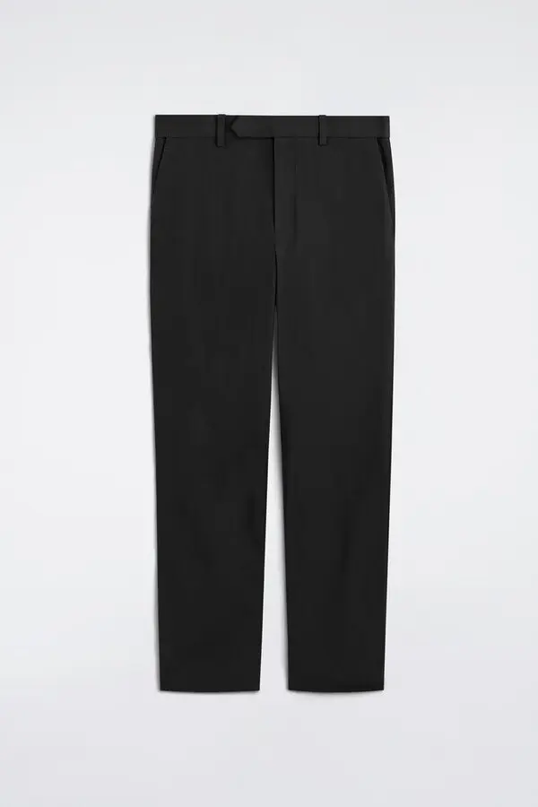Cos Cotton-blend Slim-fit Straight-leg Pants - Black