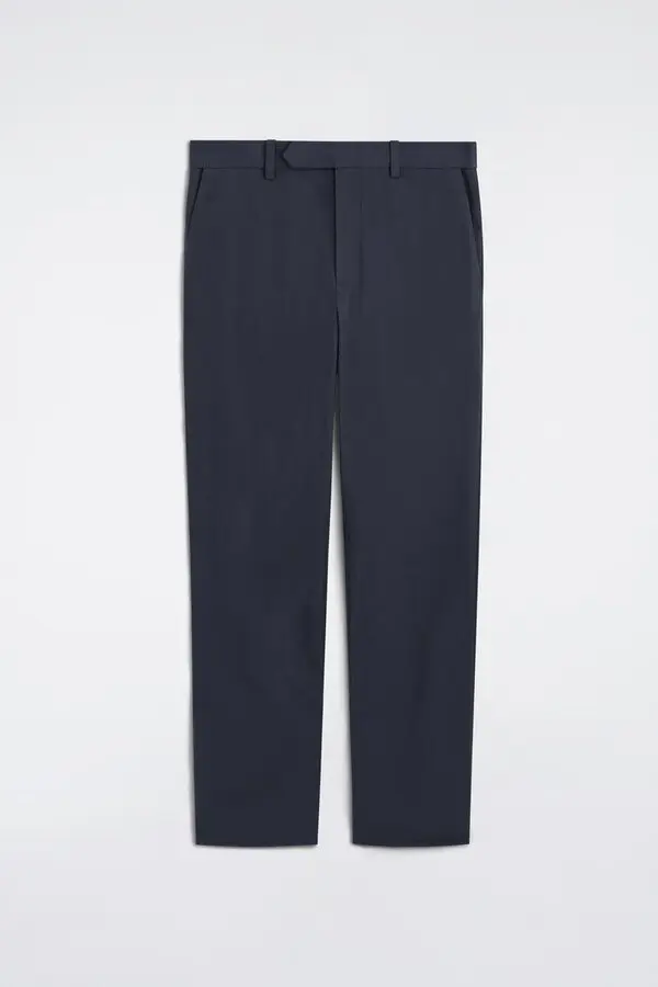 Cos Cotton-blend Slim-fit Straight-leg Pants - Navy