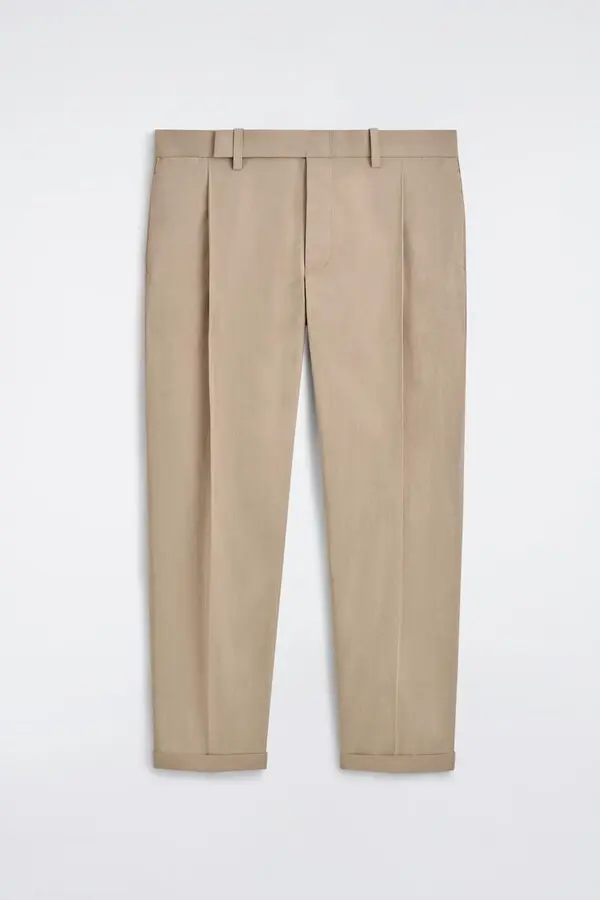 Cos Cotton Regular-fit Straight-leg Pants - Beige