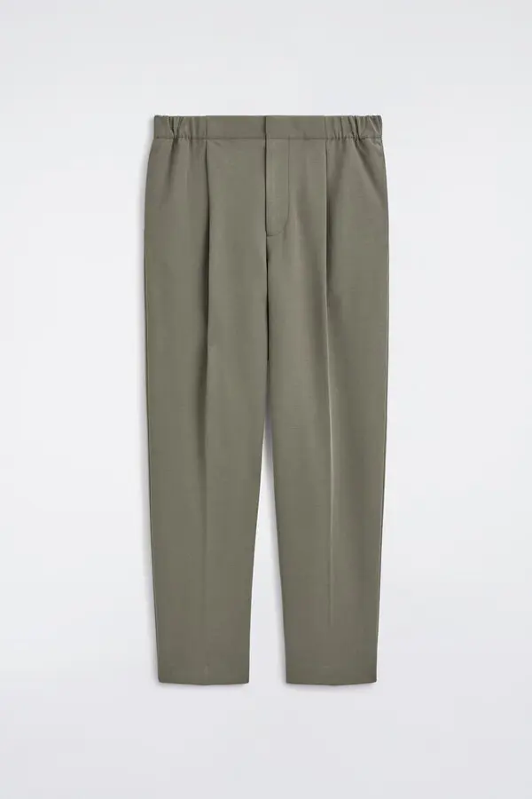 Cos Bonded-twill Regular-fit Straight-leg Pants - Beige