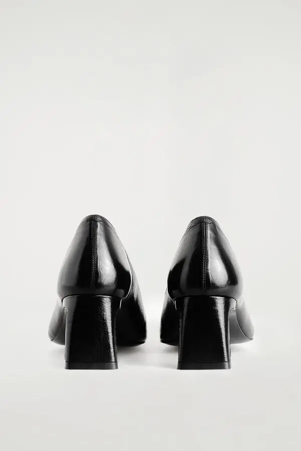 Cos Angular Leather Heeled Loafers - Black