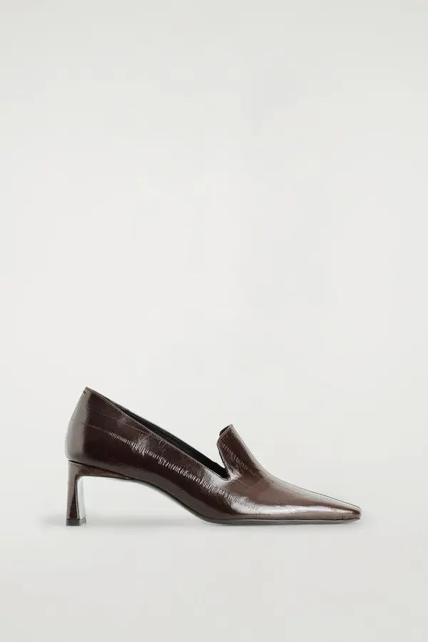 Cos Angular Leather Heeled Loafers