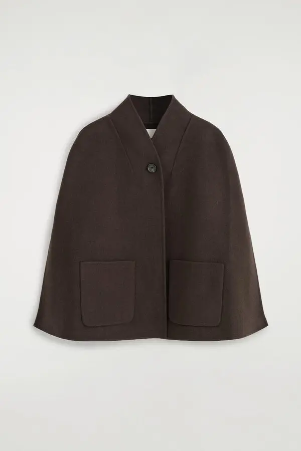 Cos Shawl-collar Double-faced Wool Cape - Brown