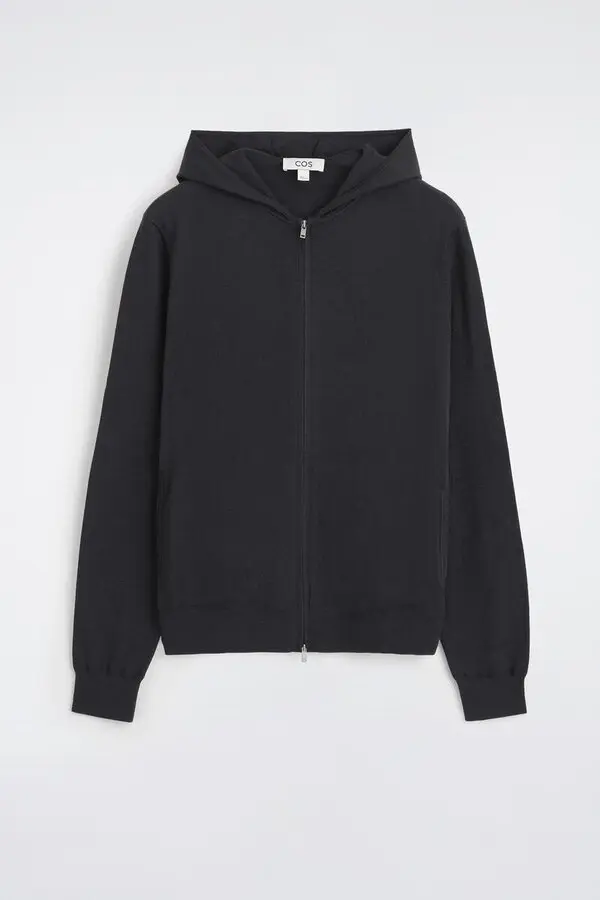 Cos Merino Wool Zip-up Hoodie - Gray