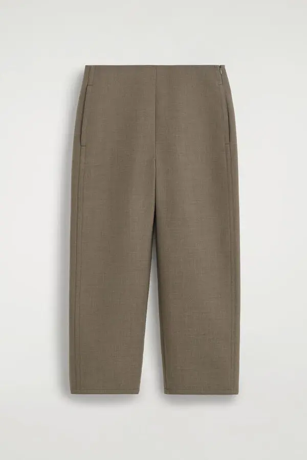Cos Double-faced Barrel-leg Pants - Beige