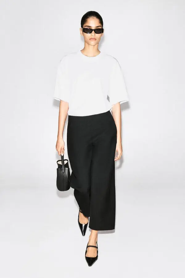 Cos Double-faced Barrel-leg Pants - Black