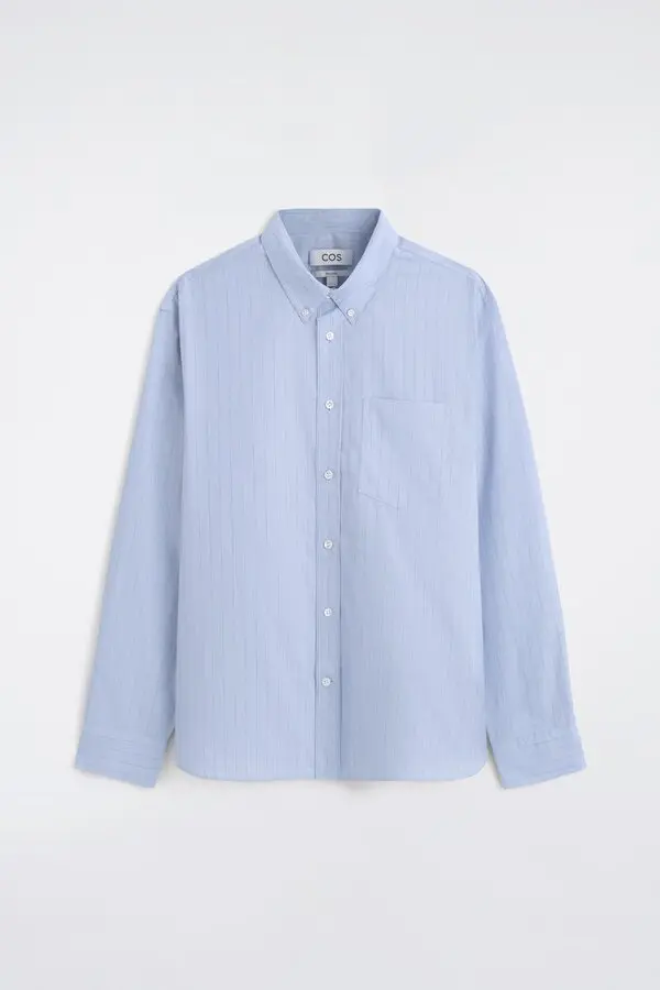 Cos Relaxed Pinstriped Fil-à-fil Cotton Shirt