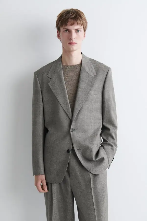 Cos Checked Textured-wool Blazer