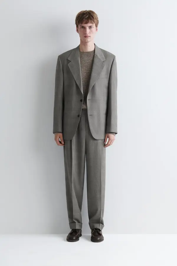 Cos Checked Textured-wool Blazer