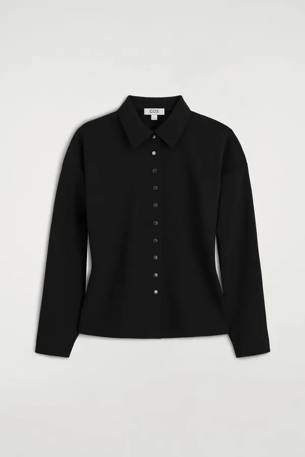 Cos Waisted Crepe-jersey Shirt - Black
