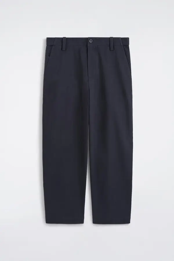 Cos Cotton-twill Relaxed-fit Straight-leg Pants - Navy