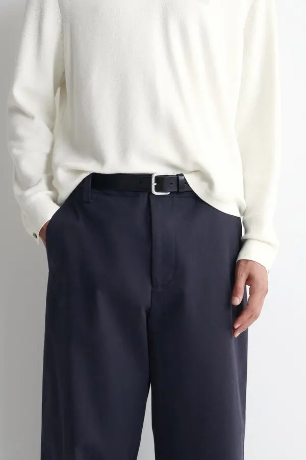 Cos Cotton-twill Relaxed-fit Straight-leg Pants - Navy