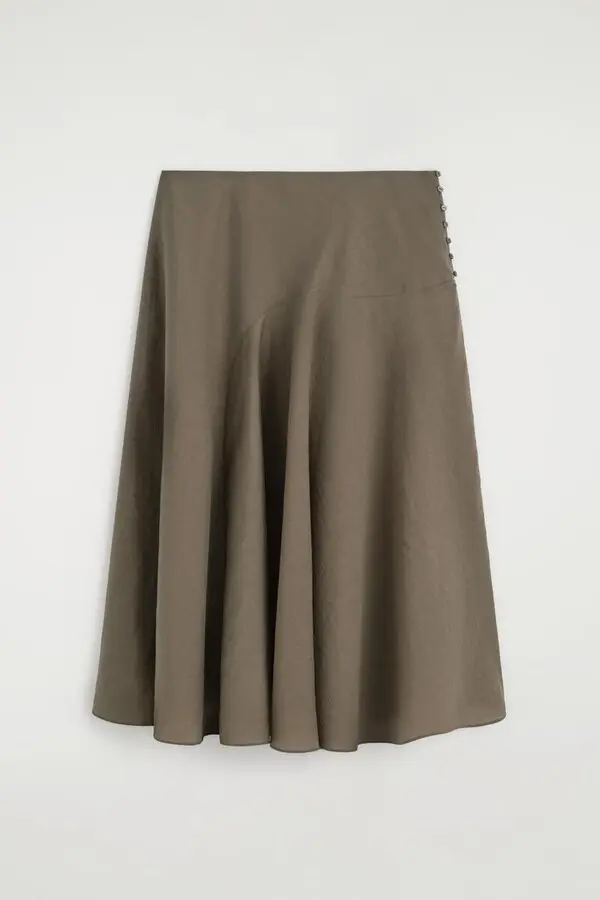 Cos Button-detail Fluid Midi Skirt - Beige