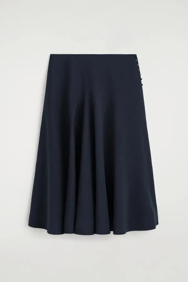 Cos Button-detail Fluid Midi Skirt - Navy