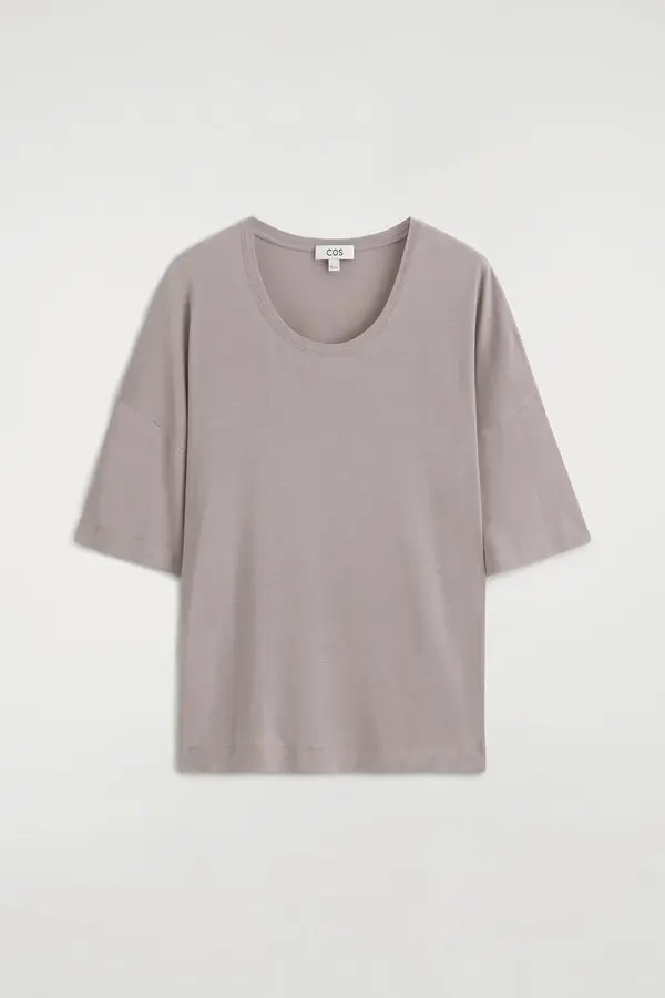 Cos Fluid Modal Scoop-neck T-shirt - Gray