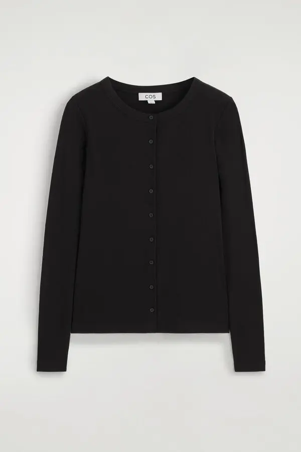 Cos Jersey Cardigan Top - Black