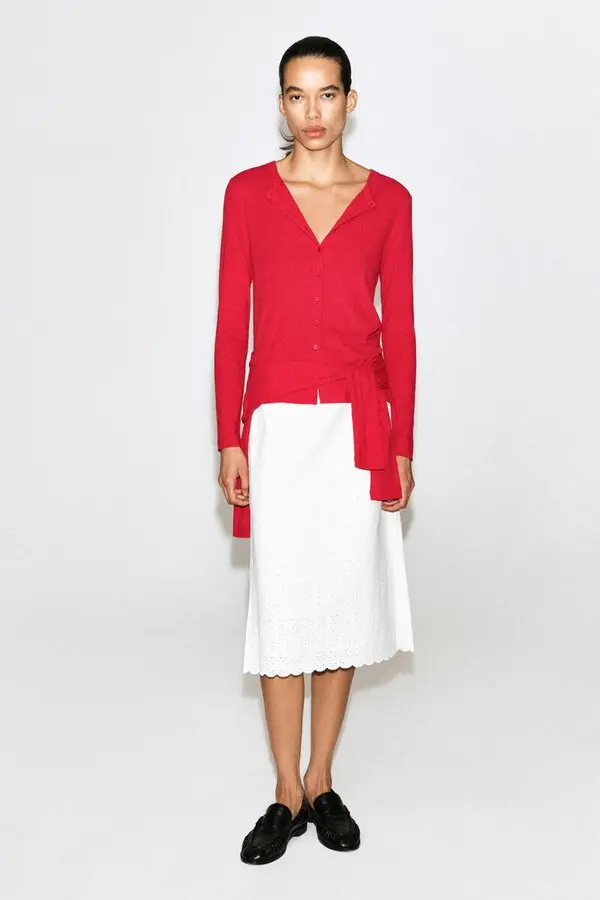 Cos Jersey Cardigan Top - Red