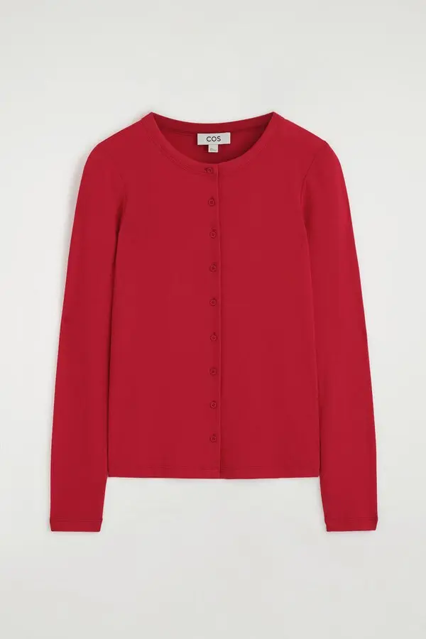 Cos Jersey Cardigan Top - Red