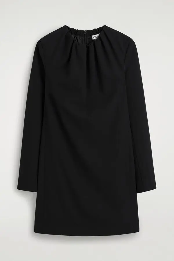Cos Pleated Tailored Twill Mini Dress