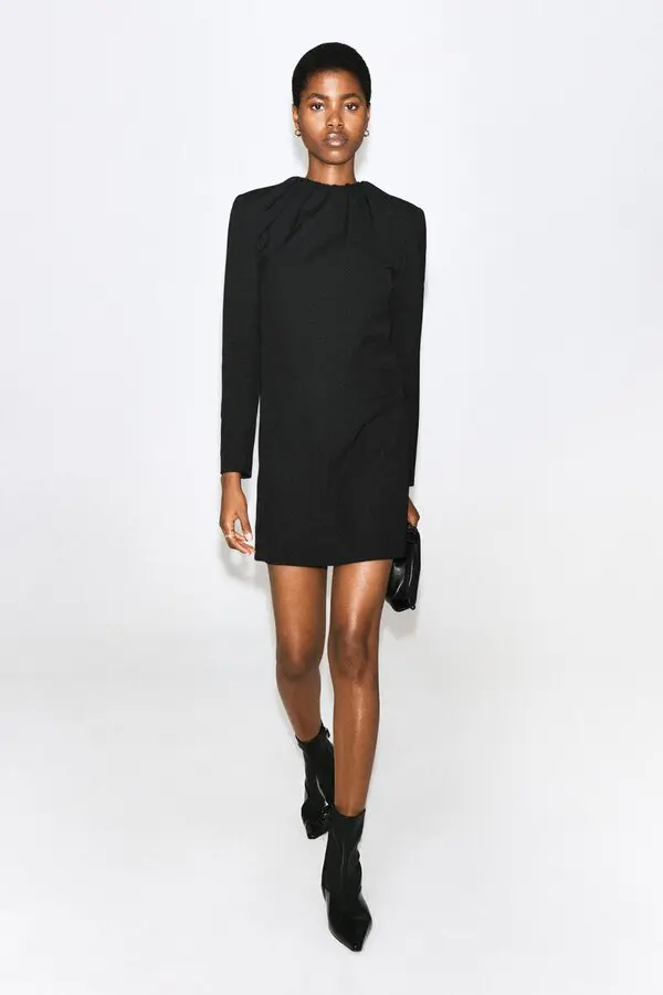 Cos Pleated Tailored Twill Mini Dress