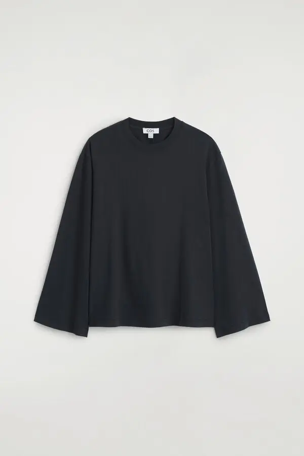 Cos Brushed-cotton Long-sleeved T-shirt - Black
