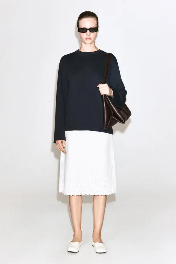 Cos Brushed-cotton Long-sleeved T-shirt - Black