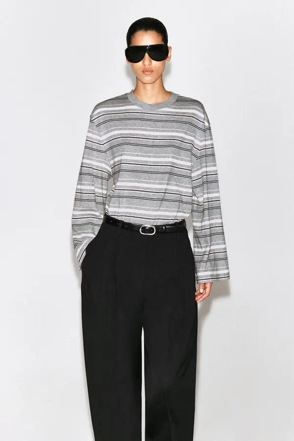 Cos Brushed-cotton Long-sleeved T-shirt - Gray