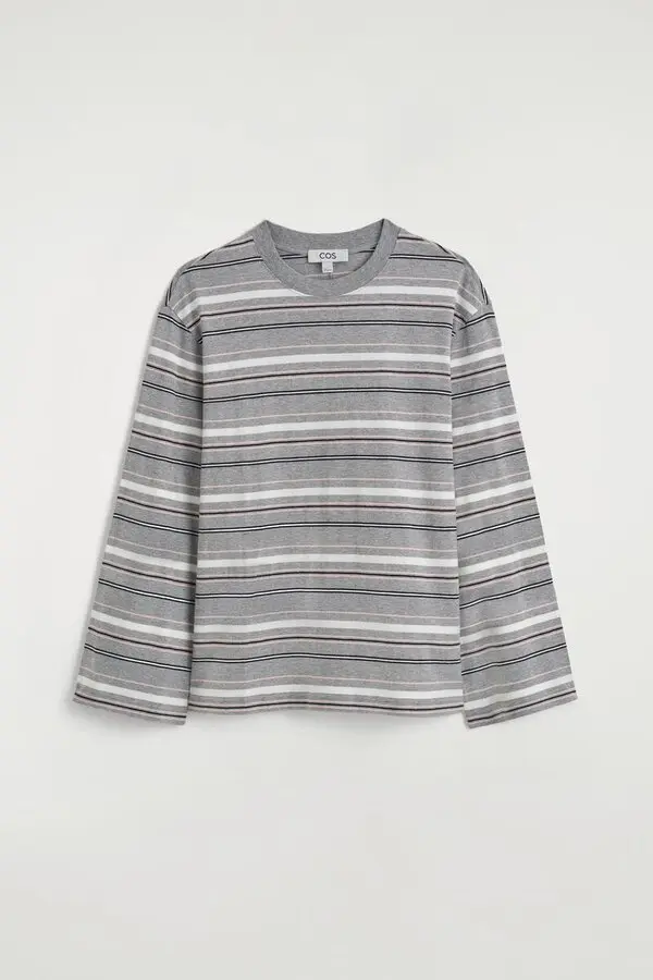 Cos Brushed Cotton Long Sleeve T-shirt - Gray