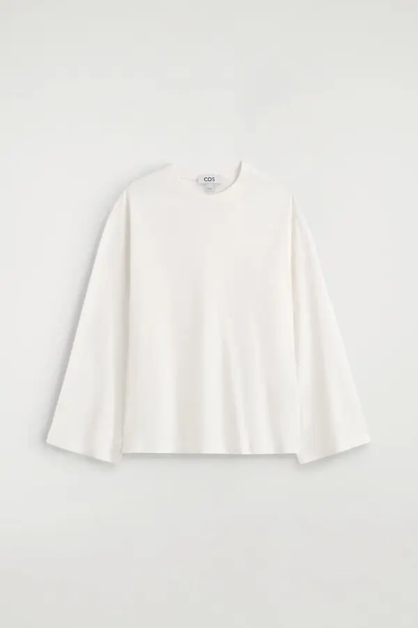 Cos Brushed-cotton Long-sleeved T-shirt - White