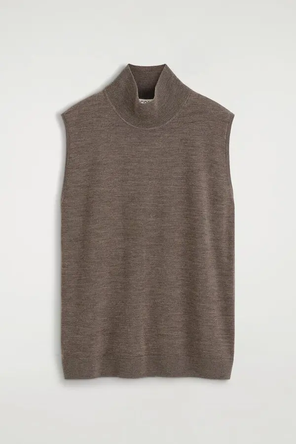 Cos Merino Wool Mock-neck Tank - Beige